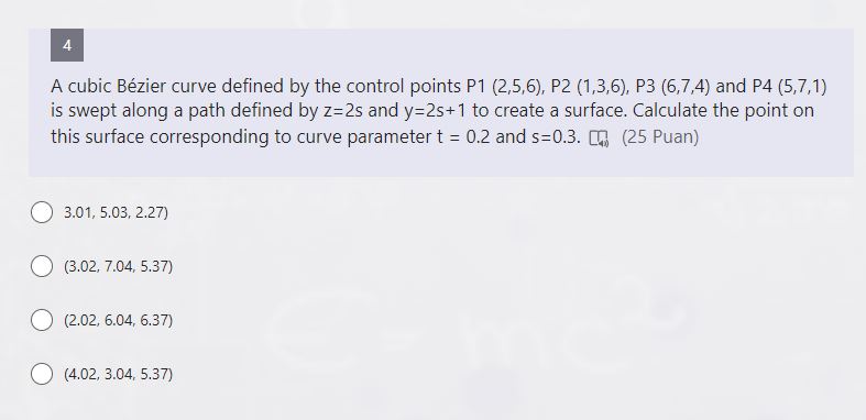 Solved A cubic Bézier curve defined by the control points P1 | Chegg.com