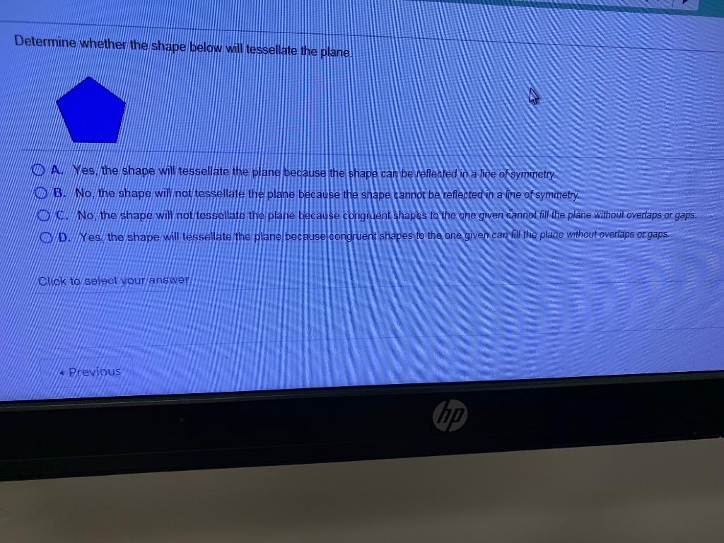 Solved Will the given shape tessellate the plane? | Chegg.com