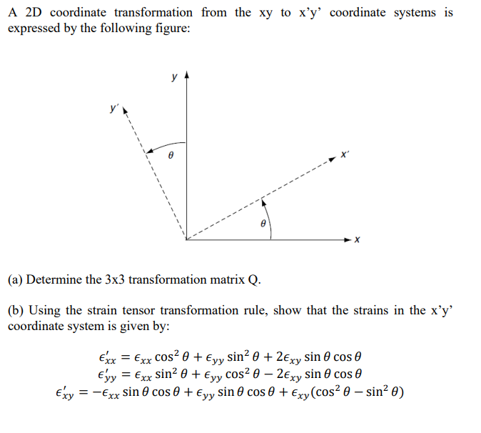 Solved A 2D coordinate transformation from the xy to x′y′ | Chegg.com