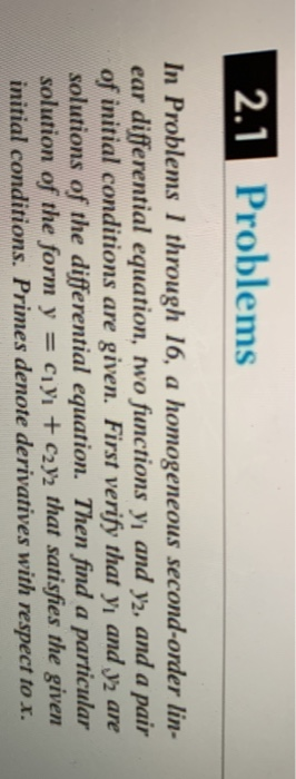 Solved 2.1 Problems In Problems 1 through 16, a homogeneous | Chegg.com