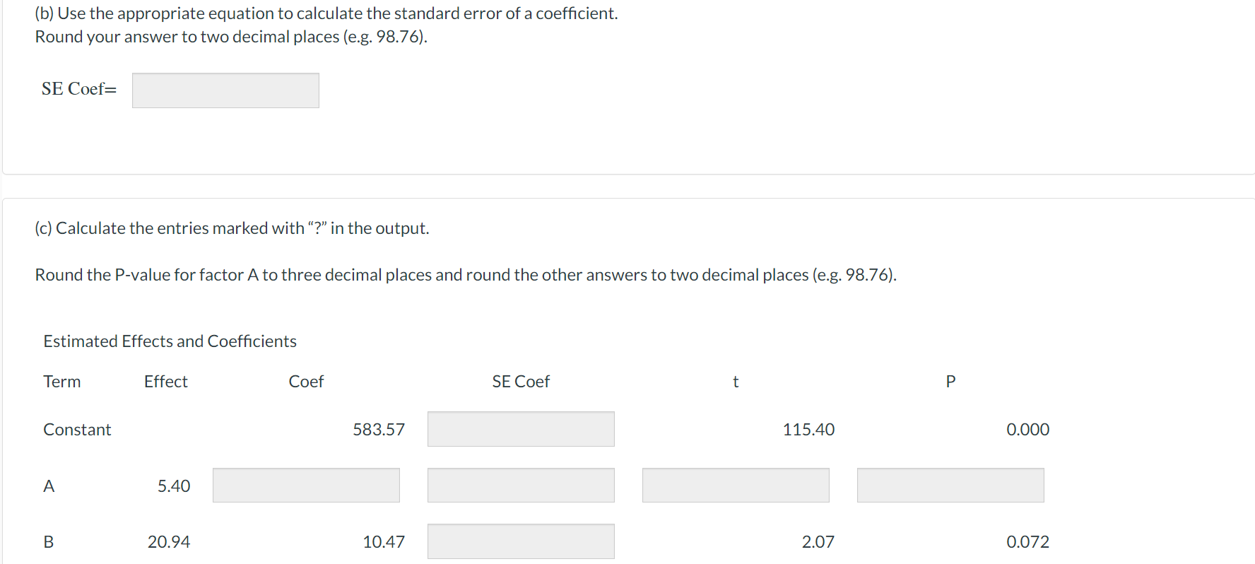 Solved Estimated Effects and CoefficientsAnalysis of | Chegg.com