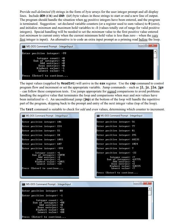 sum count CSIS 250 Assembly Language Programming | Chegg.com