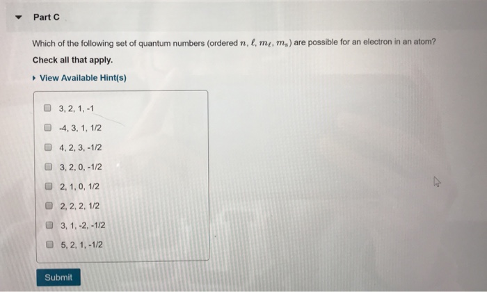 Solved Quantum Number Rules 2 of5 > PartA Learning Goal: To | Chegg.com