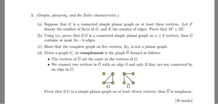 Solved 3. (Graphs, planarity, and the Euler characteristic. | Chegg.com