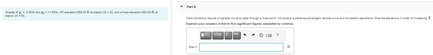 Solved Grades of g1=−2.50% and g2=+1.50%, VPI elevation | Chegg.com
