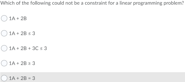 Solved Which of the following could not be a constraint for | Chegg.com