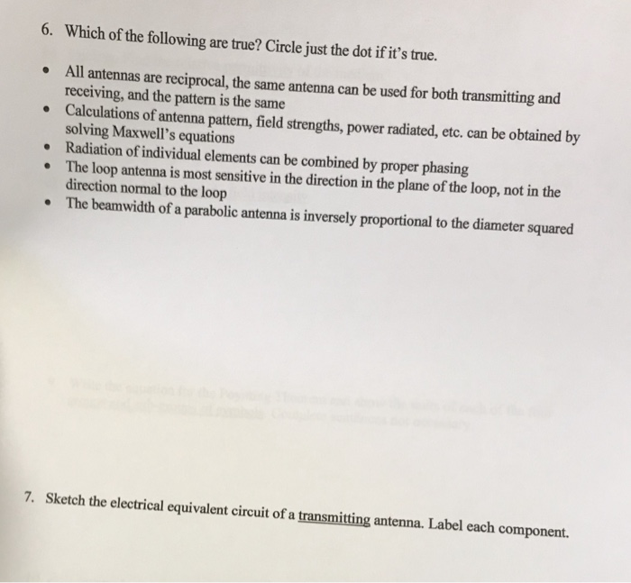 Solved 6. Which of the following are true? Circle just the | Chegg.com