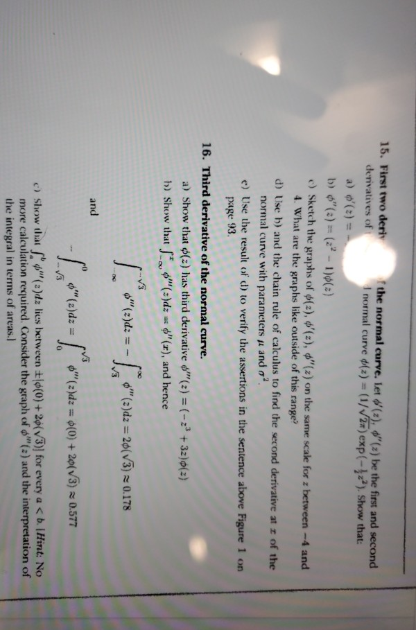 Solved 15. First two deri derivatives of the normal curve. | Chegg.com
