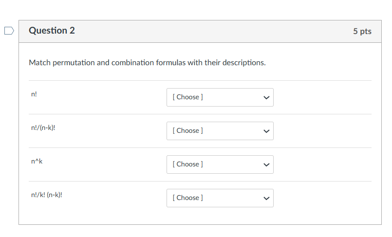 Solved Match permutation and combination formulas with their | Chegg.com