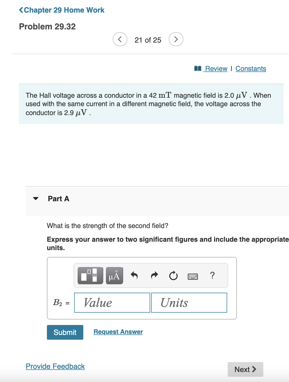 Solved The Hall voltage across a conductor in a 42mT | Chegg.com