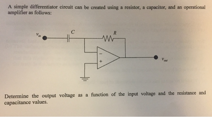 Solved A simple differentiator circuit can be created using | Chegg.com