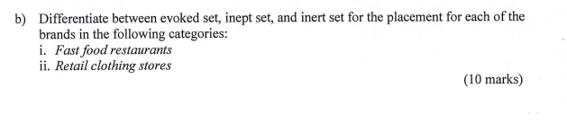 Solved b) Differentiate between evoked set, inept set, and | Chegg.com