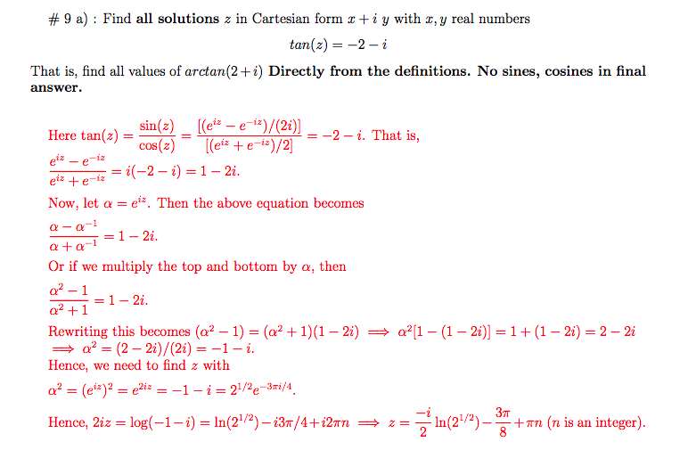 Solved # 9 a) : Find all solutions z in Cartesian form z+i y | Chegg.com
