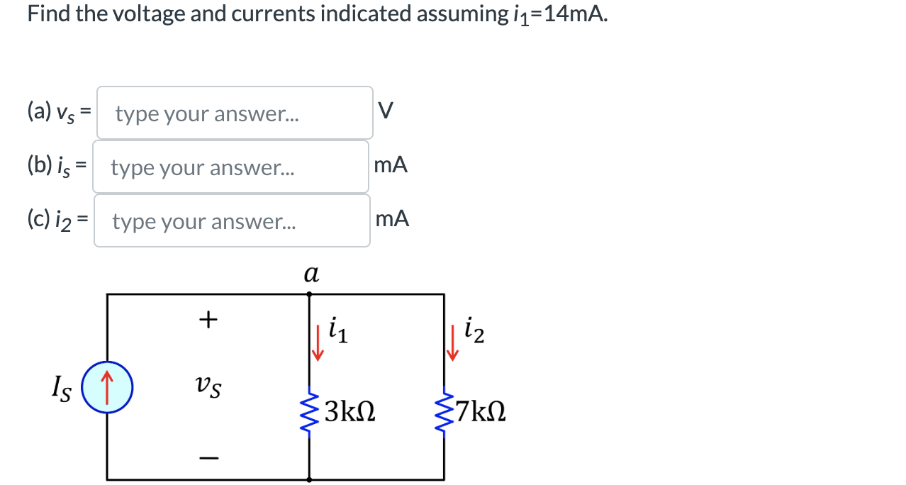 Solved Find the voltage and currents indicated assuming | Chegg.com