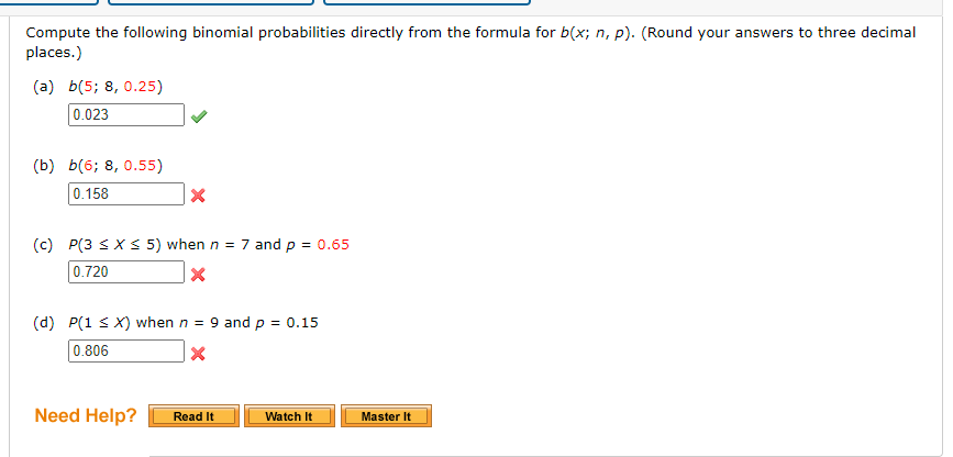 Solved Compute the following binomial probabilities directly | Chegg.com