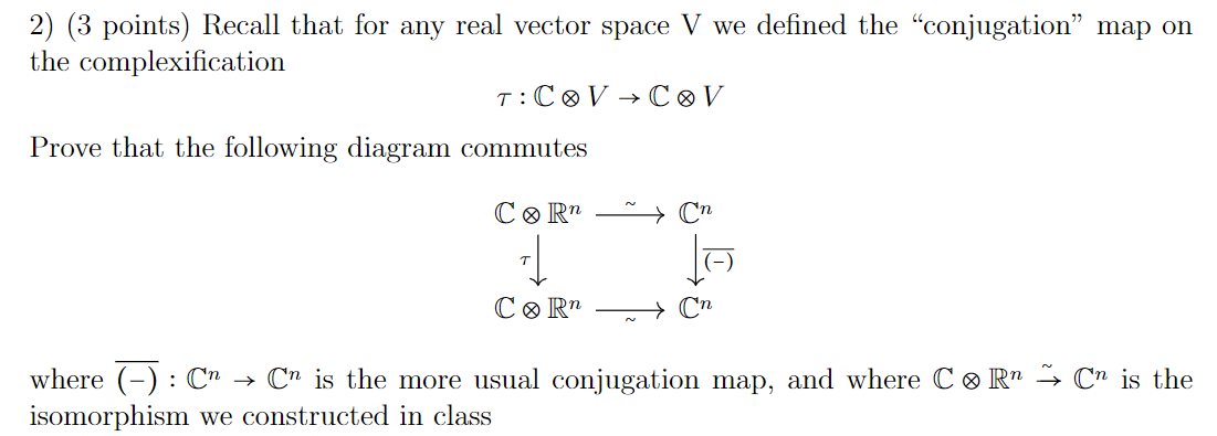 Solved 2) (3 points) Recall that for any real vector space V | Chegg.com
