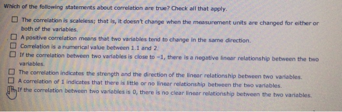 Solved Which of the following statements about correlation | Chegg.com