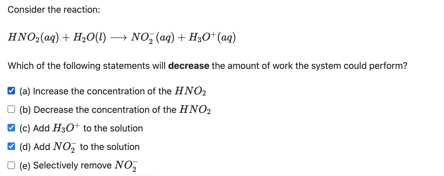 Solved Consider the reaction: HNO3(aq) + H2O(l) + Noz (aq) + | Chegg.com