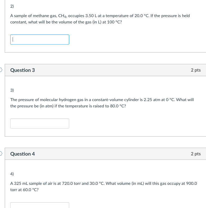 Solved 2) A sample of methane gas, CH4, occupies 3.50 L at a | Chegg.com