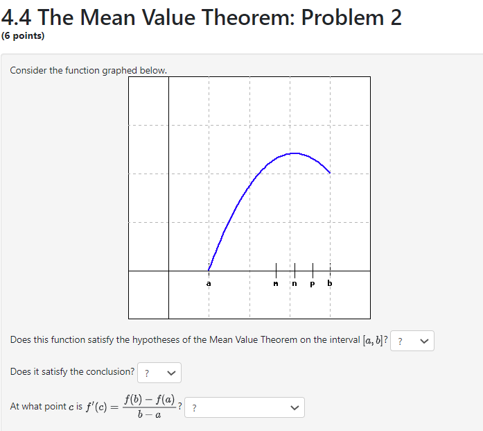 Solved 4.4 The Mean Value Theorem: Problem 2 (6 points) | Chegg.com