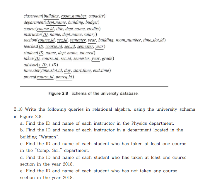 Solved classroom(building, room_number, capacity) | Chegg.com