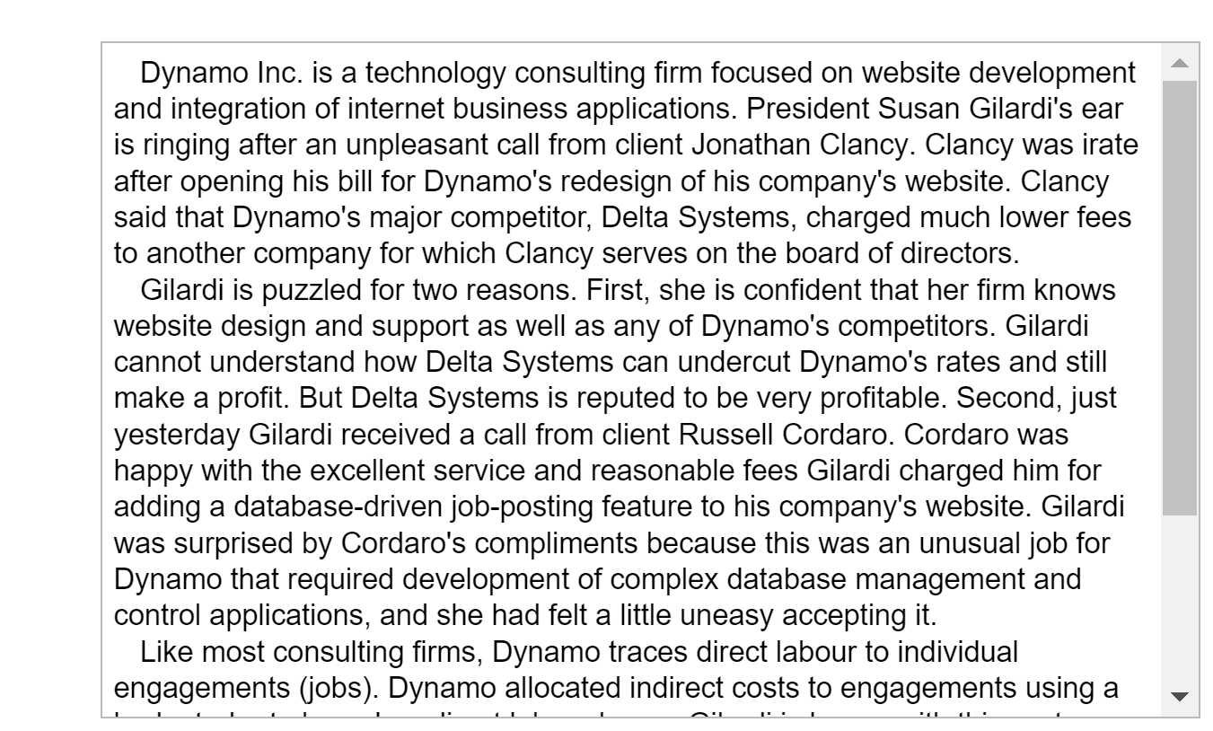 Solved Dynamo Inc. is a technology consulting firm focused | Chegg.com