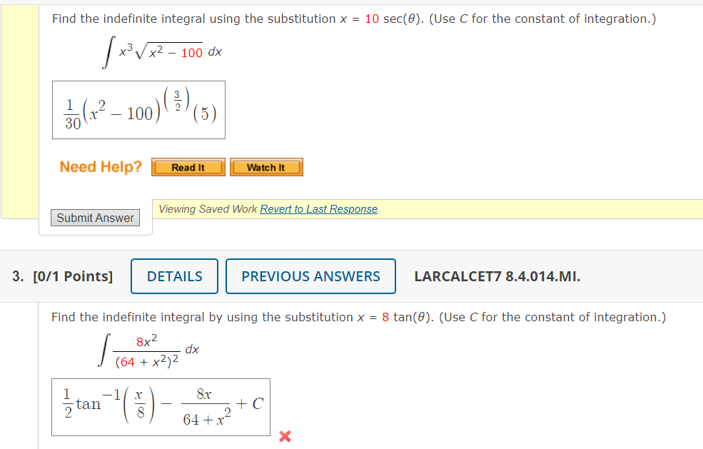 Find the indefinite integral using the substitution | Chegg.com