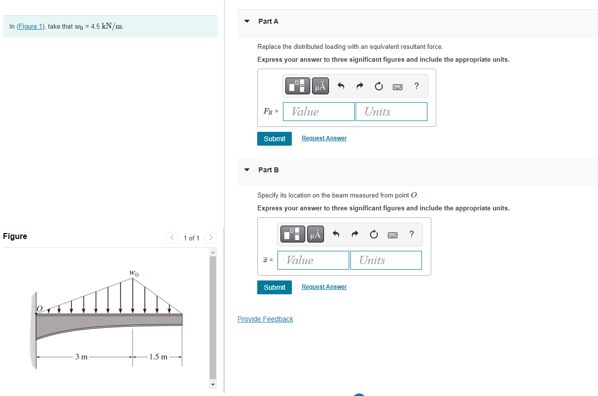 Solved take that w0=4.5kN/m. Part A Replace the distributed | Chegg.com