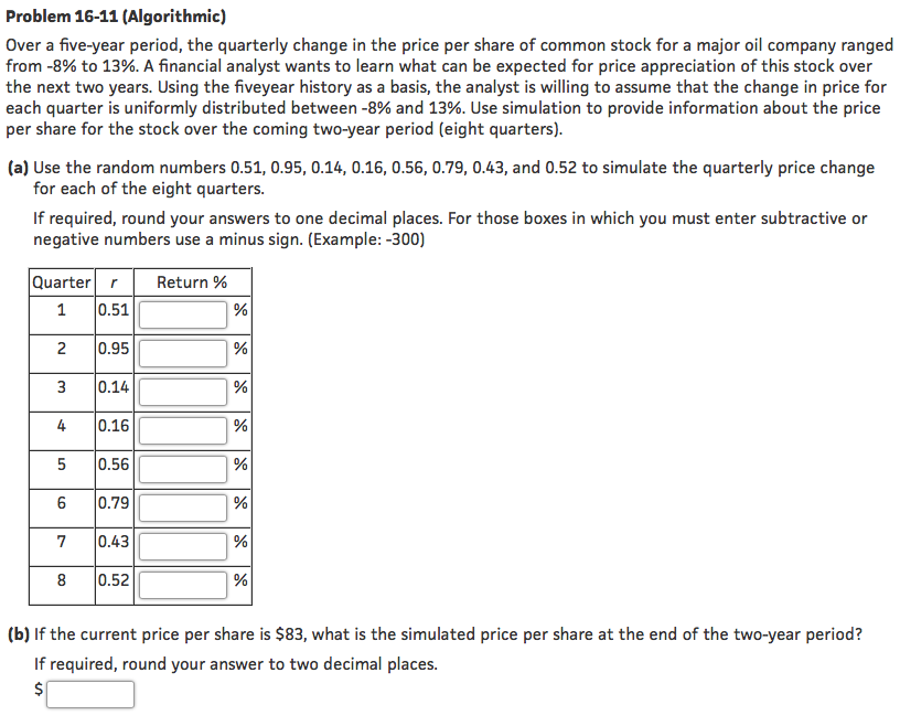Solved Problem 16-11 (Algorithmic) Over a five-year period, | Chegg.com