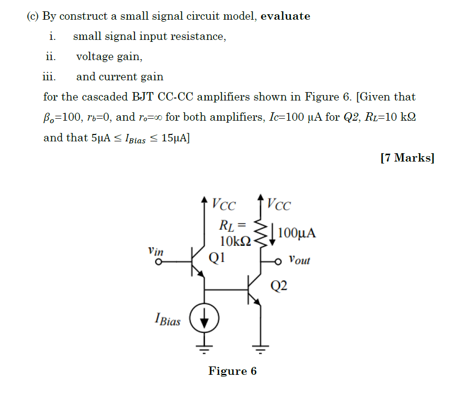 Solved (c) By construct a small signal circuit model, | Chegg.com
