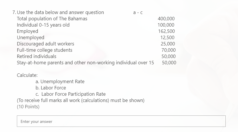 Solved 7. Use the data below and answer question a-C Total | Chegg.com