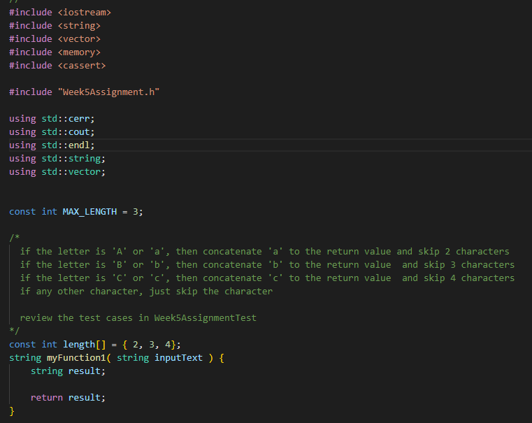 Solved int main() \{ assert( myFunction1( "a23b234c2345"). | Chegg.com