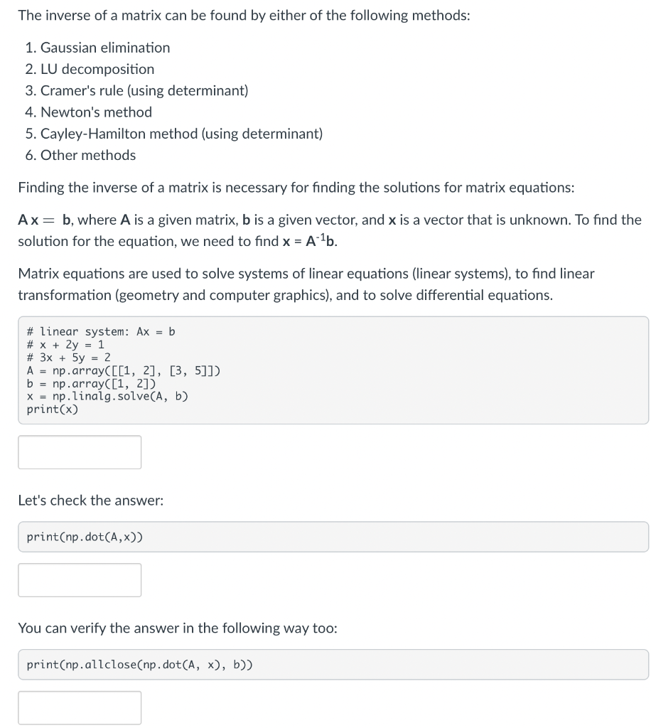 Solved 3. Matrix Multiplication and Inversion A matrix is a | Chegg.com