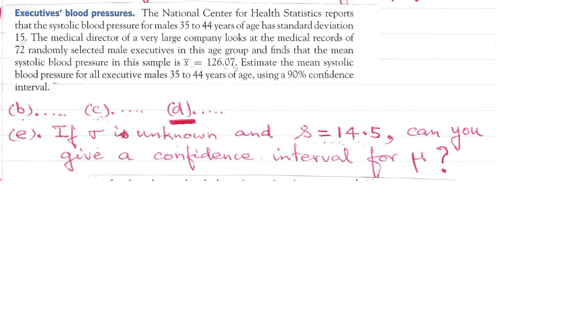 Solved Executives' blood pressures. The National Center for | Chegg.com