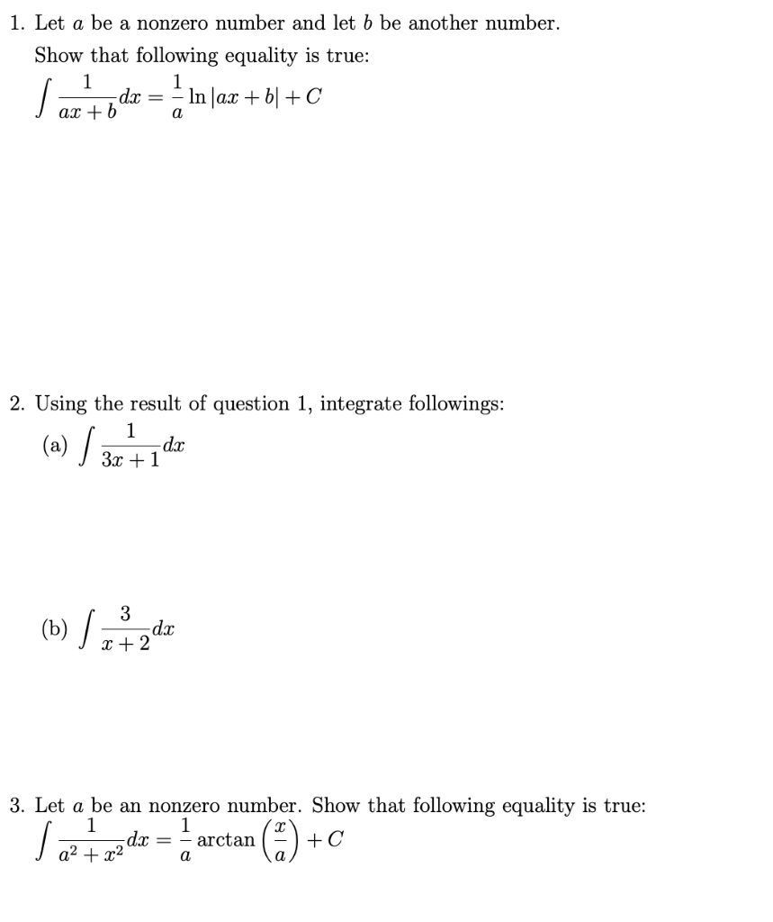 Solved 1. Let a be a nonzero number and let 6 be another | Chegg.com