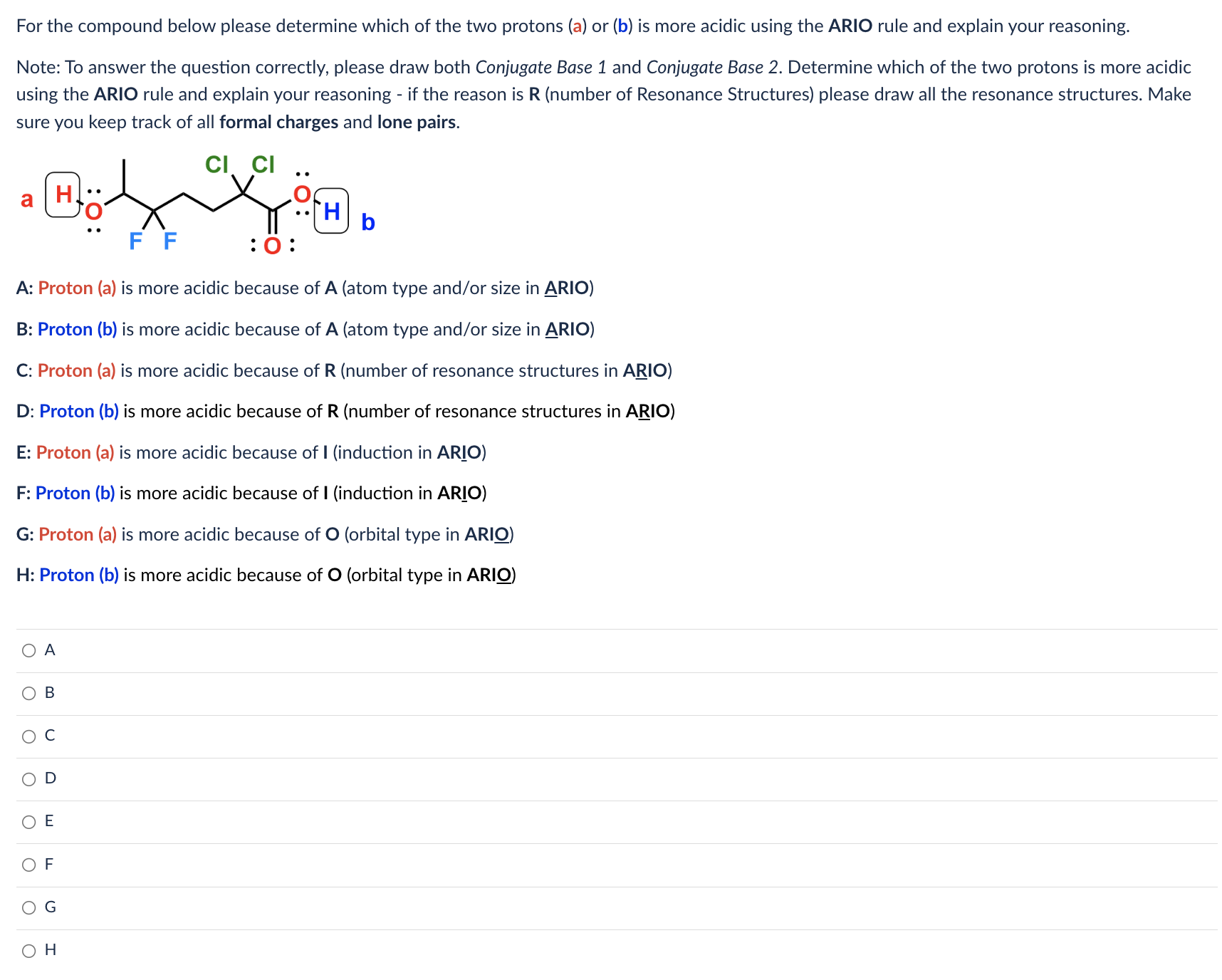 Solved For the compound below please determine which of the | Chegg.com