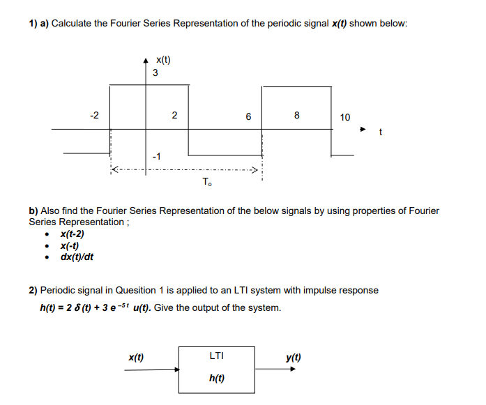 Solved 1) a) Calculate the Fourier Series Representation of | Chegg.com