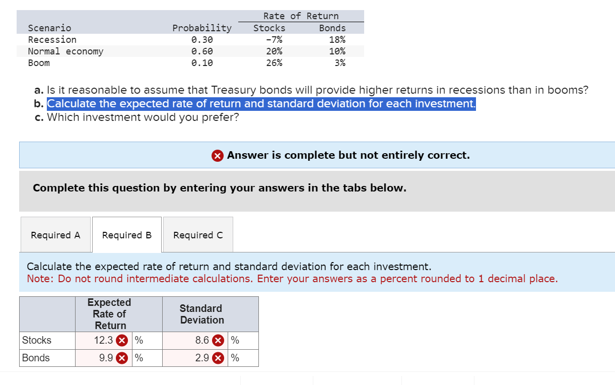 Solved Calculate the expected rate of return and standard | Chegg.com