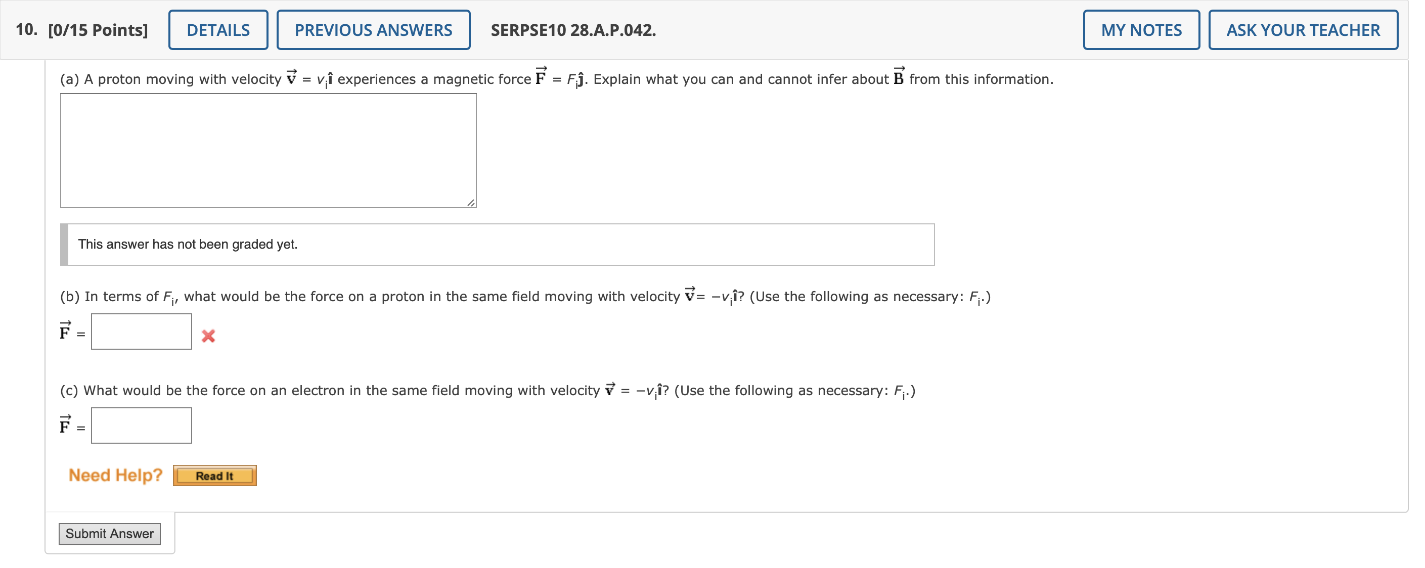 Solved (a) A proton moving with velocity v=vi^i^ experiences | Chegg.com