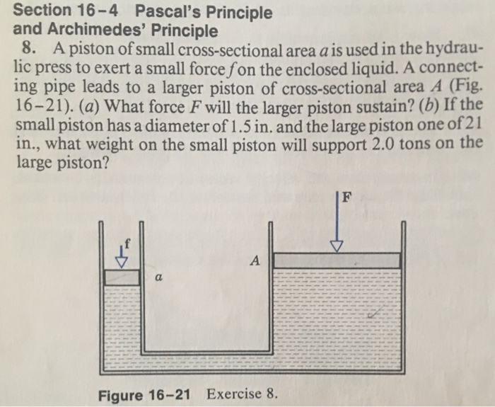 Solved Section 16-4 Pascal's Principle and Archimedes' | Chegg.com