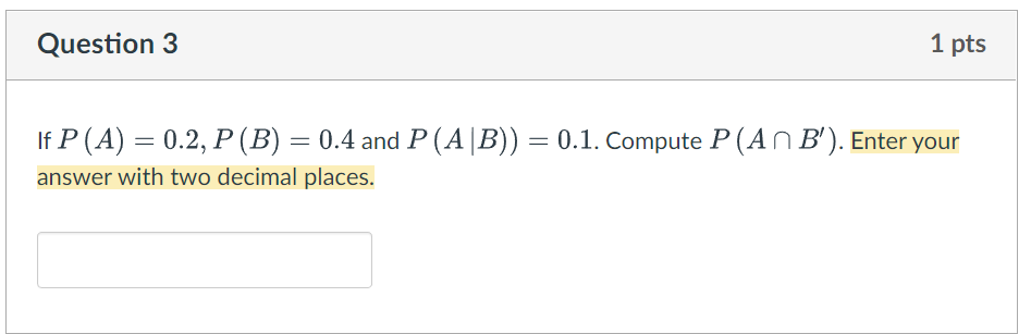 Solved If P(A)=0.2,P(B)=0.4 and P(A∣B))=0.1. Compute | Chegg.com