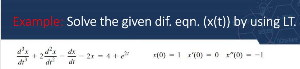 Solved Example: Solve the given dif. eqn. (x(t)) by using | Chegg.com