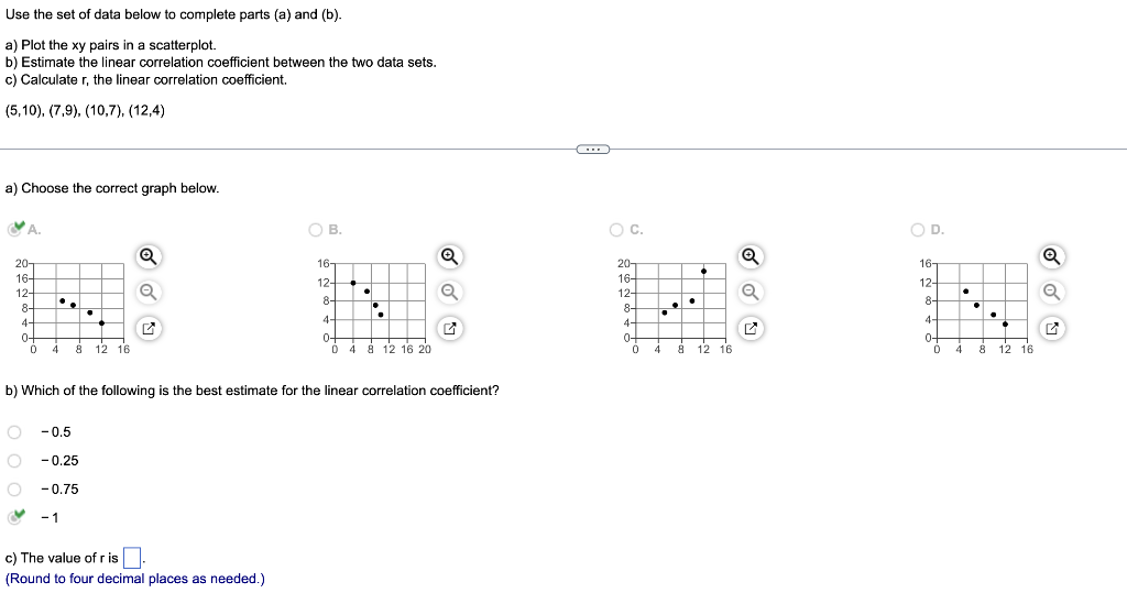 Solved Use the set of data below to complete parts (a) and | Chegg.com