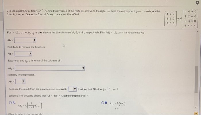 Solved Use The Algorithm For Finding A 1 To Find The