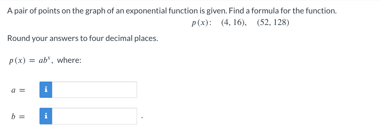 Solved A pair of ﻿points on ﻿the graph of an ﻿exponential | Chegg.com