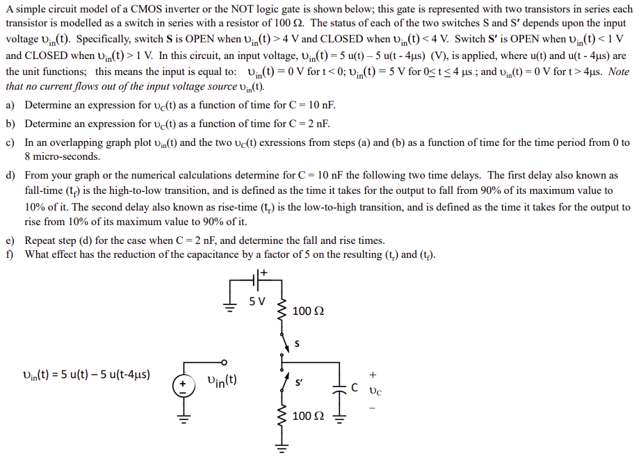 A simple circuit model of a CMOS inverter or the NOT | Chegg.com