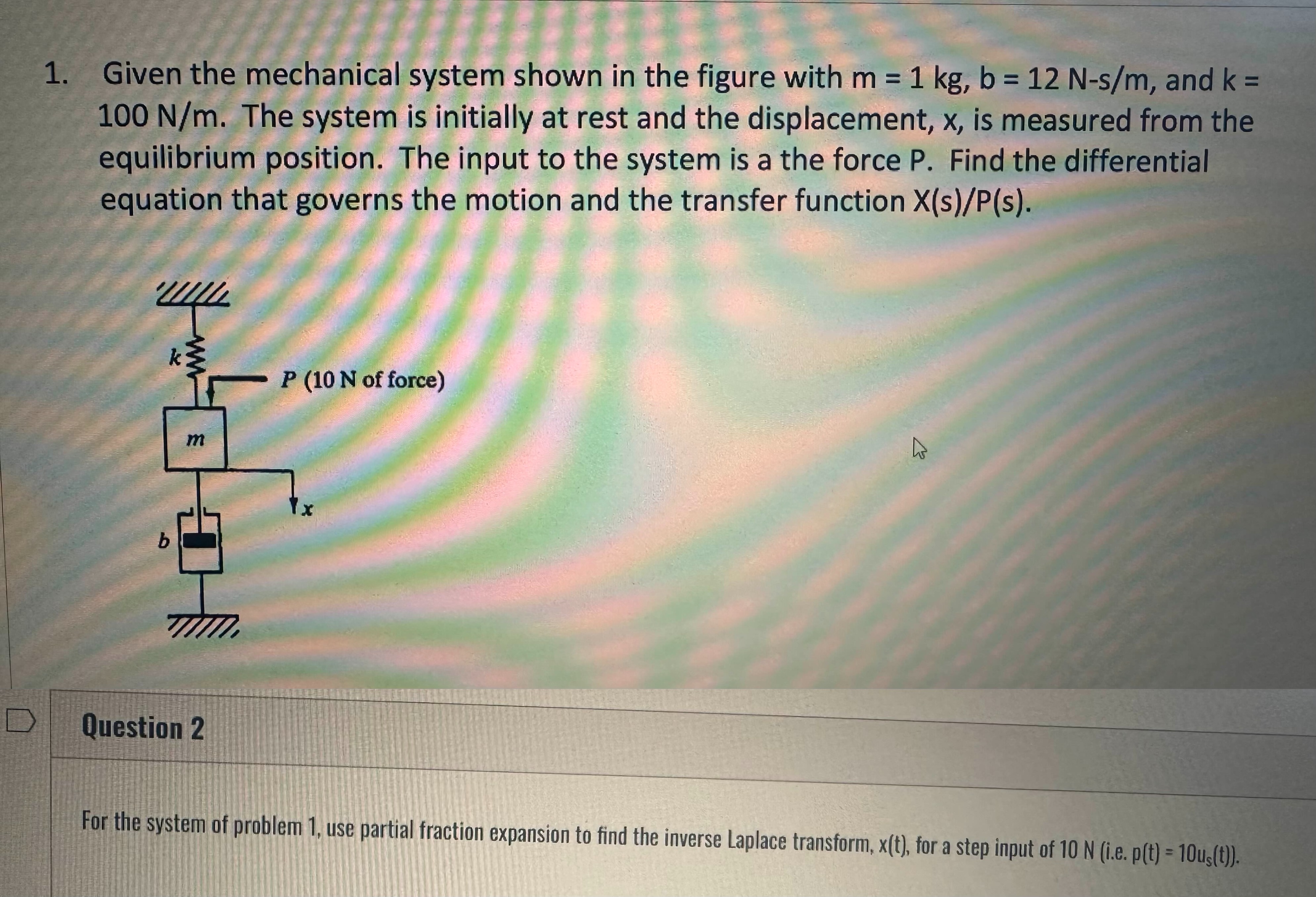 Solved Question 2For the system of problem 1, ﻿use partial | Chegg.com