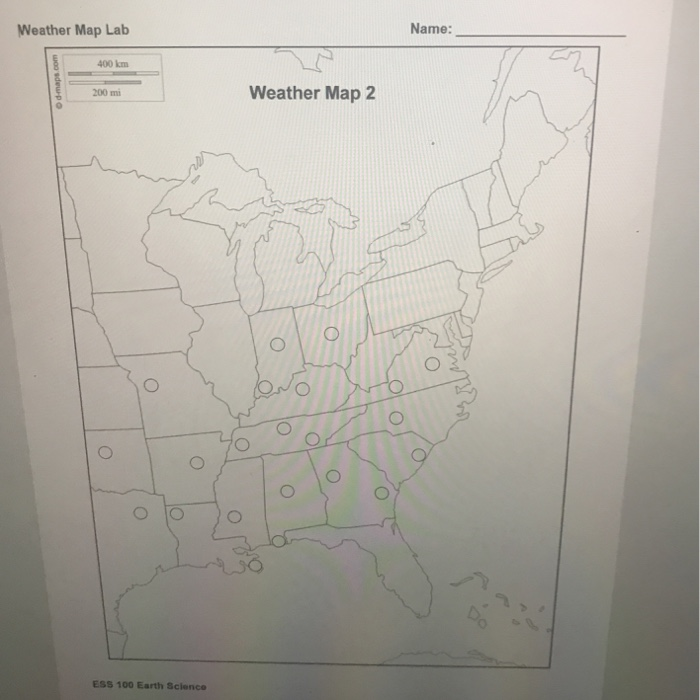 Weather Map Lab Name: 400 km Weather Map 2 200 mi ESS | Chegg.com