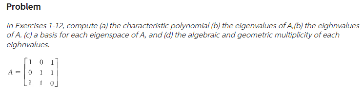 Solved In Exercises 1-12, compute (a) the characteristic | Chegg.com