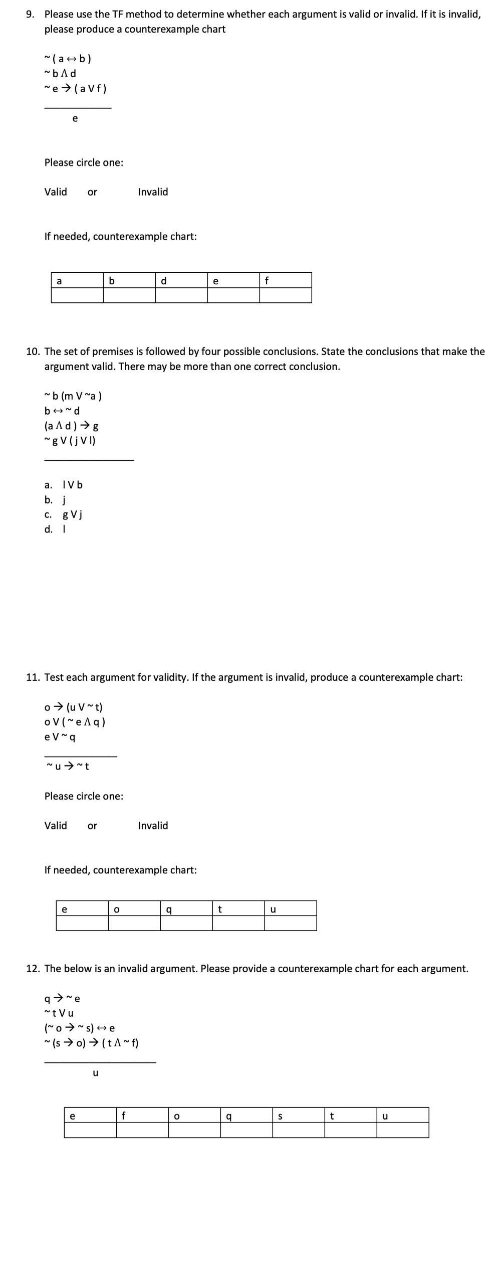 Solved 9. Please use the TF method to determine whether each | Chegg.com